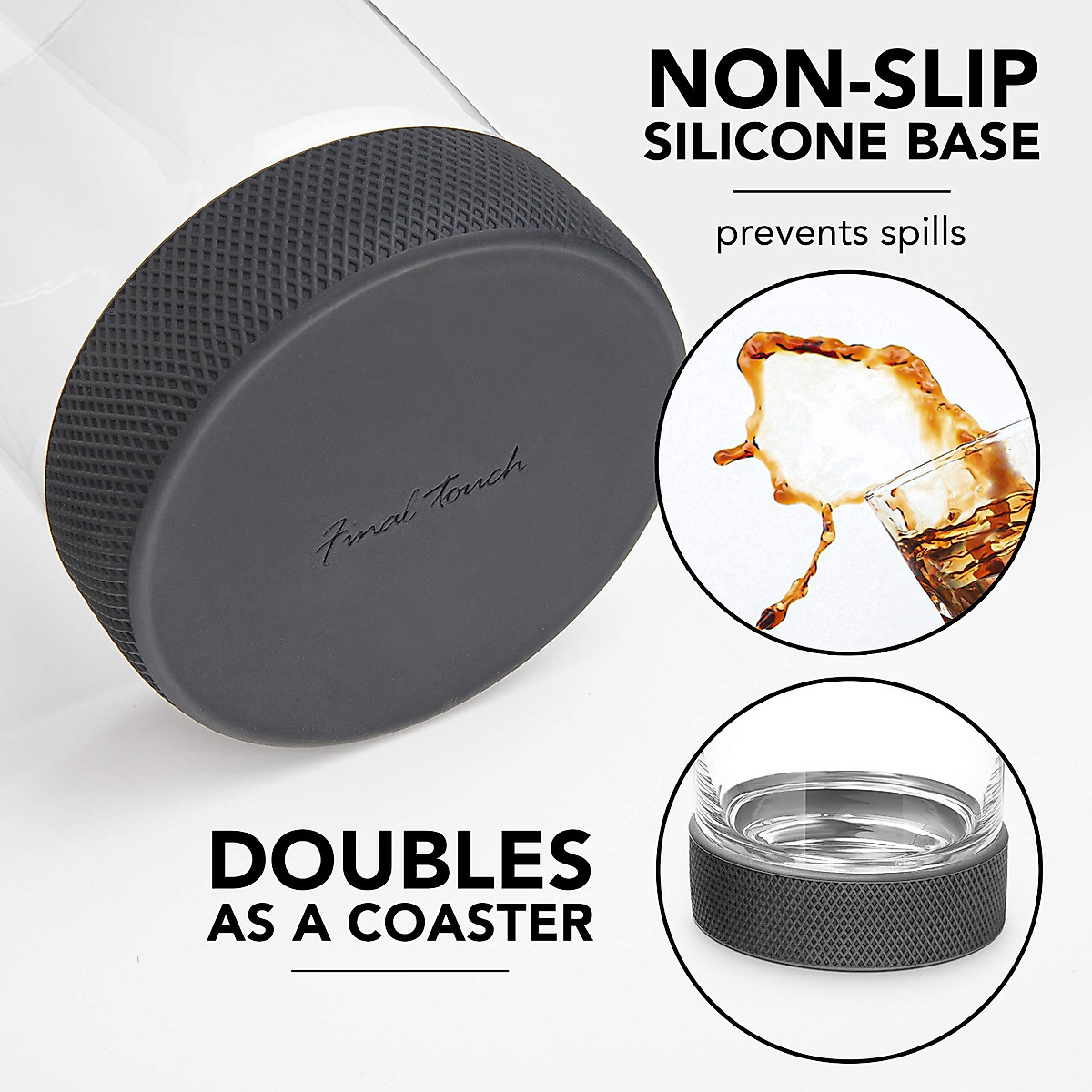 Final Touch Breakaway Whiskey/Cocktail Hockey Puck Tumbler Sports Glasses with Square Ice Mould - - 12oz (350ml) (FTA6635)