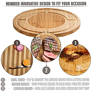 Prosumer's Choice Bamboo Butcher Block Cutting and Chop Board with Juice Groove for Meat Carving - Dual sided