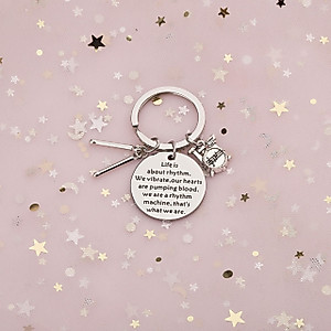 BAUNA Drum Keychain Percussion Drumsticks Keychain Life Is About Rhythm