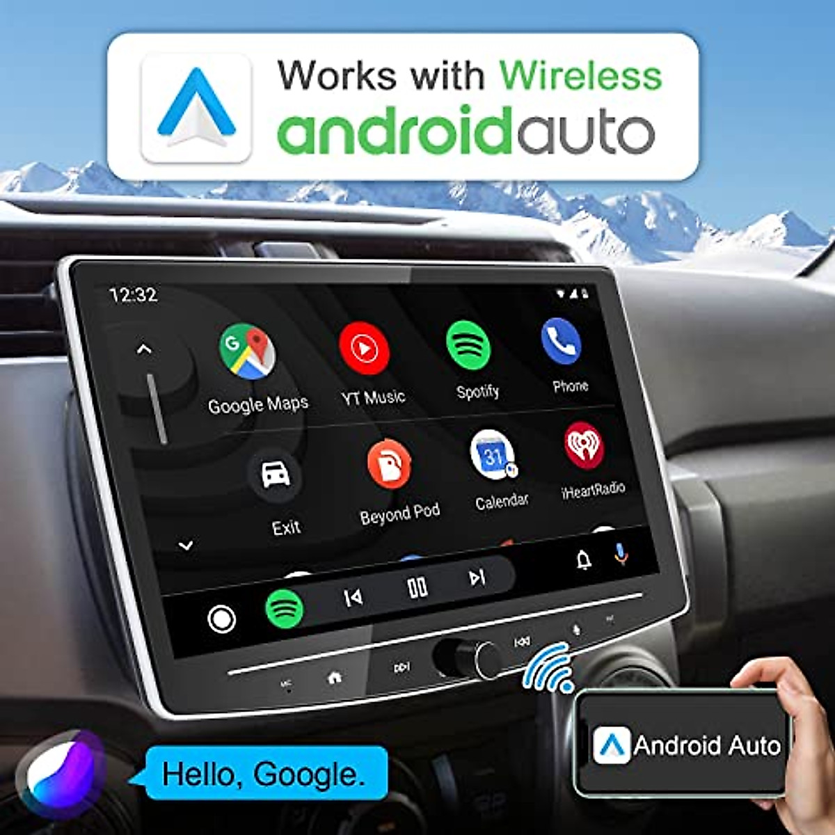Double Din Car Stereo Wireless CarPlay Android Auto 4G+64G 8-Core Detachable 10 Inch Touchscreen Car Radio Dual Bluetooth AM FM GPS Navigation WiFi Car Audio Receiver with Backup Camera 2Din Head Unit