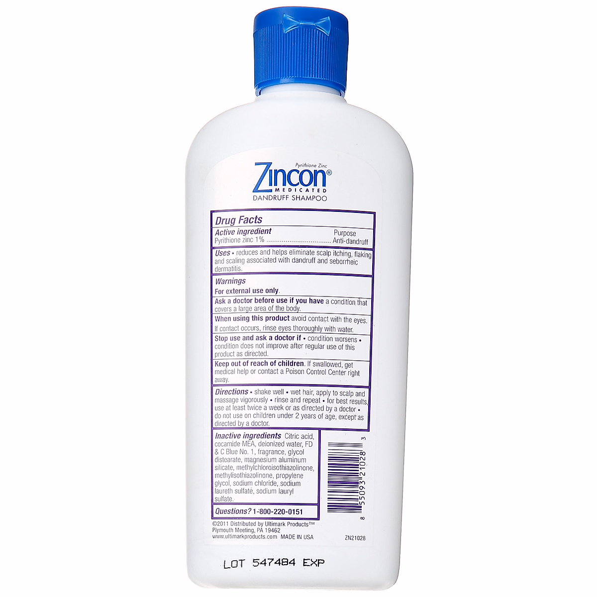 Pack of 3 Each ZINCON Shampoo 8OZ PT#5509321028
