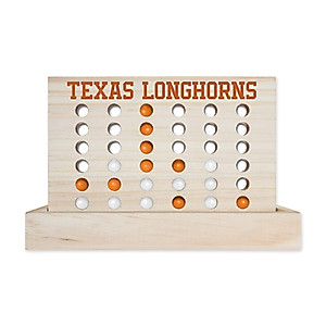 Rico Industries NCAA Texas Longhorns Wooden 4 in a Row Board Game Line up 4 Game Travel Board Games for Kids and Adults