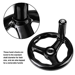 Deosdum 1PC 12x125mm Black Round 3 Spoke Hand Wheel for Lathe Milling Machine
