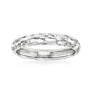 Ross-Simons Italian 14kt White Gold Diamond-Cut Ring. Size 8