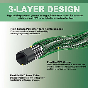 Orgrimmar Garden Hose No Leaking for Watering: No Kink and Lightweight - 1/2" Water Hoses 1 FT with Fittings for Outdoor and Yard