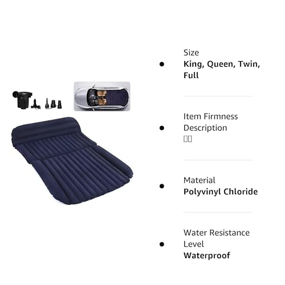 QDH SUV Air Mattress - Thickened Car Bed Back Seat Mattress - Portable Car Mattress for Vehicle Cushion Air Bed Inflatable Mattress Car Bed with Air-Pump - Camping Mattress for SUV