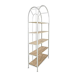 Creative Co-op EC0212 Metal Framed Bookshelf with 5 Wood Shelves Cabinets and Shelf Units, Grey