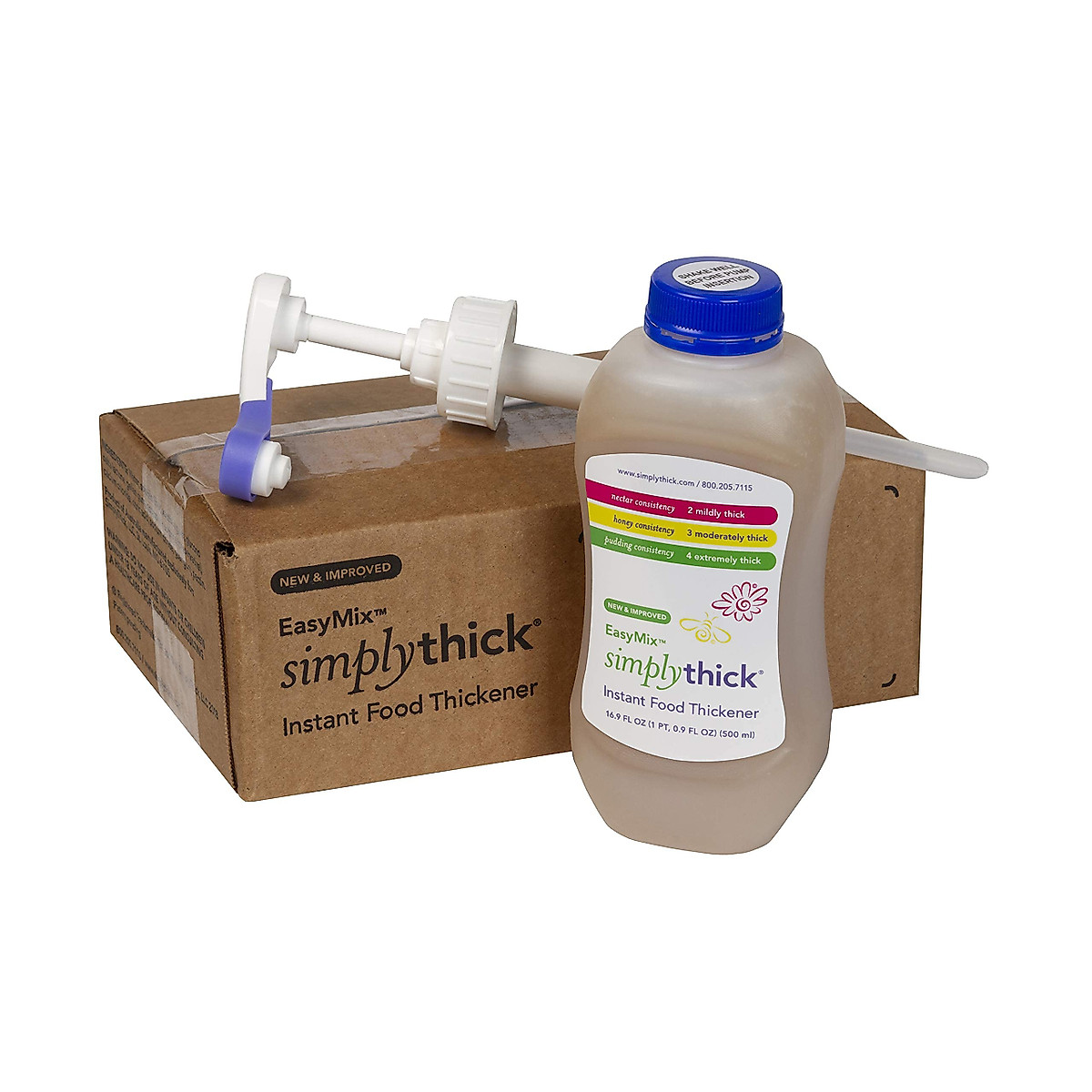 SimplyThick EasyMix | 92 Servings | Gel Thickener for those with Dysphagia & Swallowing Disorders | Won't Alter The Taste of Liquid | Easy to Prepare | 16.9 Fl Oz Bottle with Pump