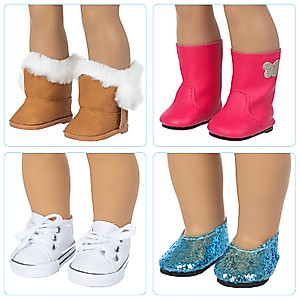 BDDOLL 9 Sets 18 Inch Doll Shoes Accessories fit 18 Inch Girl Doll and Other 18 Inch Doll Including 8 Pairs Shoes with Unicorn Backpack