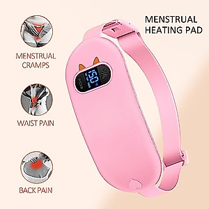 Heating Pad, Portable Cordless Menstrual Heating Pad 5s Fast Heating, Heating Pads for Cramps with 3 Heat Levels and 3 Massage Modes, Heating Pad for Back Pain Gift for Women and Girl(Pink)