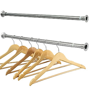 CALCHELE Closet Rods for Hanging Clothes Adjustable Closet Rod Sliver Closet Hanging Rod 15-54"
