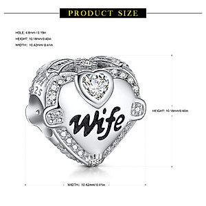 NINGAN I Love Wife Charm for Pandora Charms Bracelets, 925 Sterling Silver Rose Gold Charm Bead for Bracelets & Necklaces, Happy Birthday Valentines Gift for Women Wife Mom