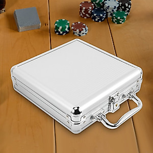 Yardwe Club Poker Chip Holder Poker Chip Case Empty Aluminum 300 Poker Chip Carrier Large Capacity Poker Cards Holder Storage Case Poker Chips