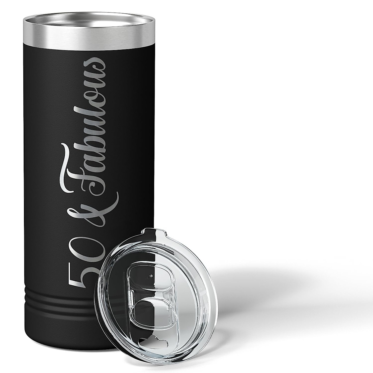 50 & Fabulous 22 oz Skinny Tumbler 50th Birthday Gifts For Women on Black Decorations Funny Present Vacuum Insulated Cup