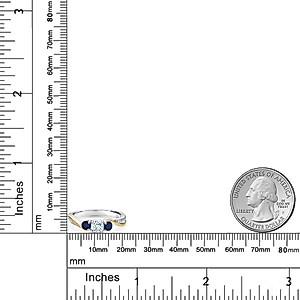 925 Silver and 10K Yellow Gold Sky Blue Aquamarine Blue Sapphire and White Lab Grown Diamond 3 Stone Engagement Ring For Women (0.58 Cttw, March Birthstone, Available In Size 5, 6, 7, 8, 9)