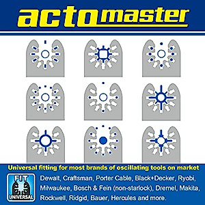 ACTOMASTER HCS Plunge Flush Cutting Blade Set for Oscillating Tool Multitool, Pack of 9