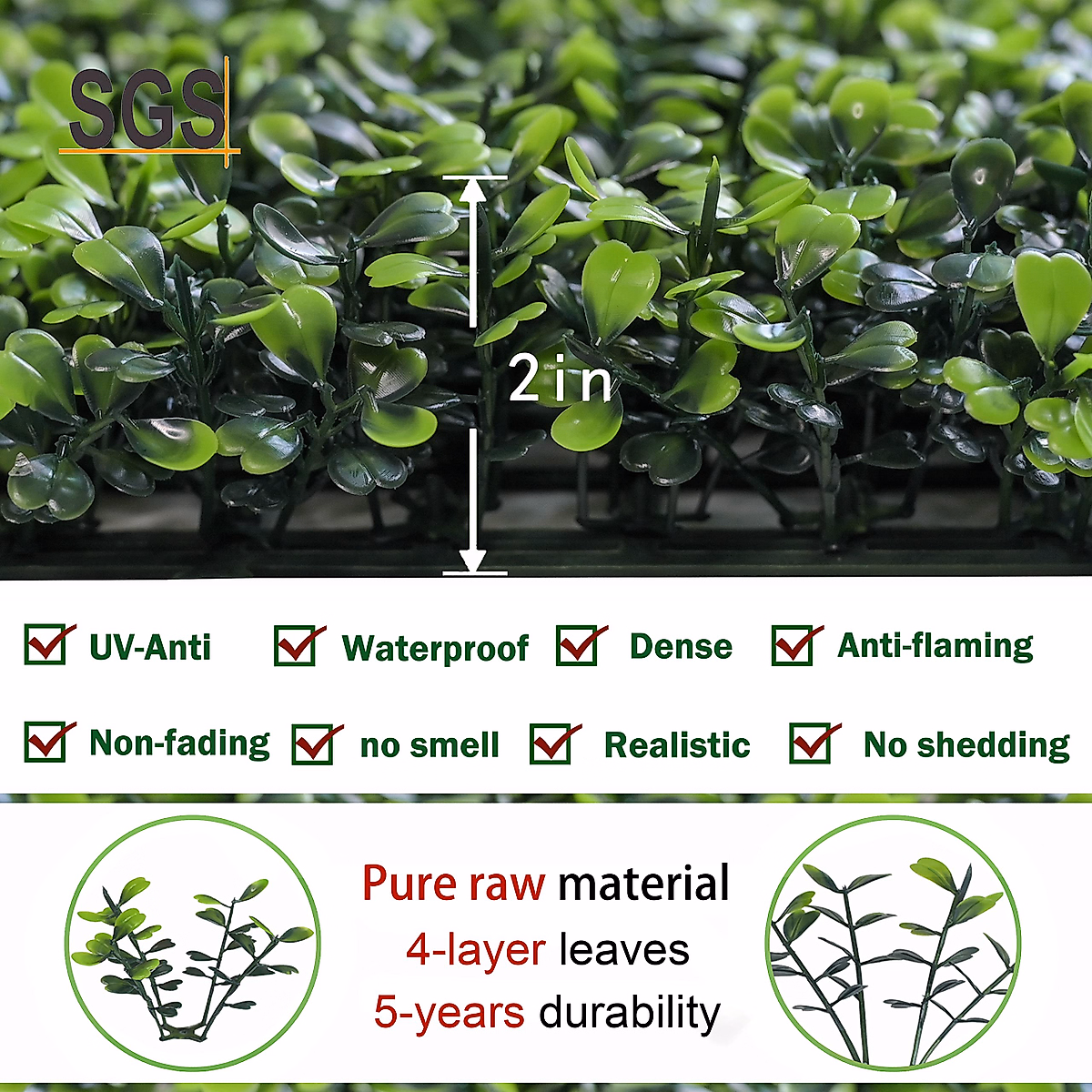 Bybeton Artificial Ivy Privacy Fence Screen,60"x120" (50 sqft) UV-Anti Faux Boxwood Leaves Grass Wall Panels for Patio Balcony Privacy, Garden, Backyard Greenery Wall Backdrop and Fence Decor