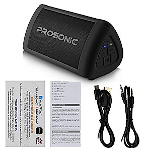Prosonic BT3 Portable Wireless Bluetooth Speaker with 10W Stereo Sound & Bass Boost -Rich Sound & Intense Bass -Bluetooth 5.0 -Microphone -IPX5 - in & Outdoor Speaker (Black)