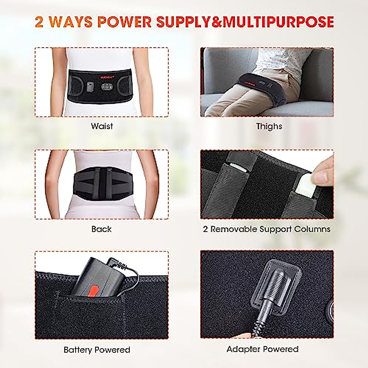 Heating Pad for Back Pain Relief - Rechargeable Wireless Electric Portable Heating Pad with Massageing Vibrations,9 Settings-6 Heating Levels&3 Massage Modes-15Relaxing Combinations Arthritis(53Inche)