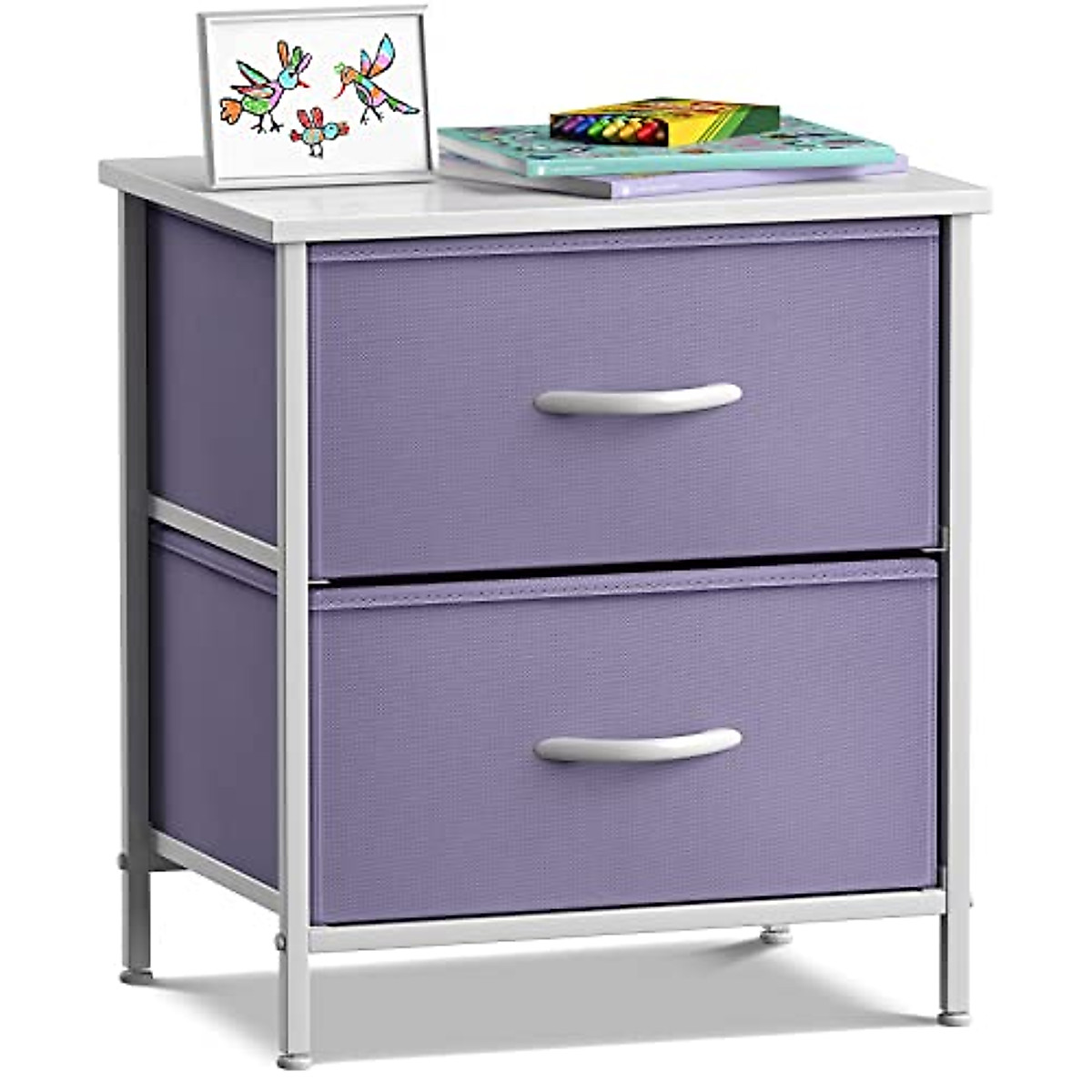 Sorbus Kids Dresser with 8 Drawers and 2 Drawer Nightstand Bundle - Matching Furniture Set - Storage Unit Organizer Chests for Clothing - Bedroom, Kids Rooms, Nursery, & Closet (Purple)