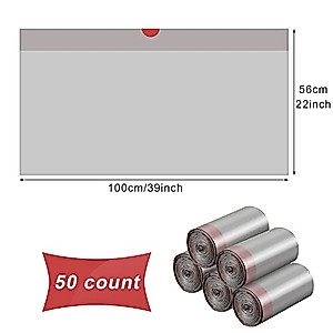 50 Count Jumbo Cat Litter Box Liners Large Drawstring Cat Litter Liners Unscented Tear Resistant Cat Litter Bags for Trash Waste to Keep Your Home Clean (Gray, Red,39 x 22 Inch)