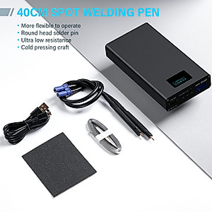 Spot Welder With Clear LCD Screen, Faiuot Upgraded 10000mAh Portable 30 Gear Adjustable Spot Welder Machine, Spot Welding Equipment Energy Storage for DIY Battery