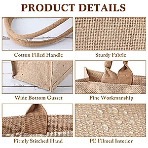 Shappy 10 Pieces Jute Burlap Tote Bags Reusable Burlap Shopping Bags with Handles Blank Totes for Women Shopping Market Grocery Beach Trip DIY Bags，16.5 x 7.25 x 13 Inches, Khaki