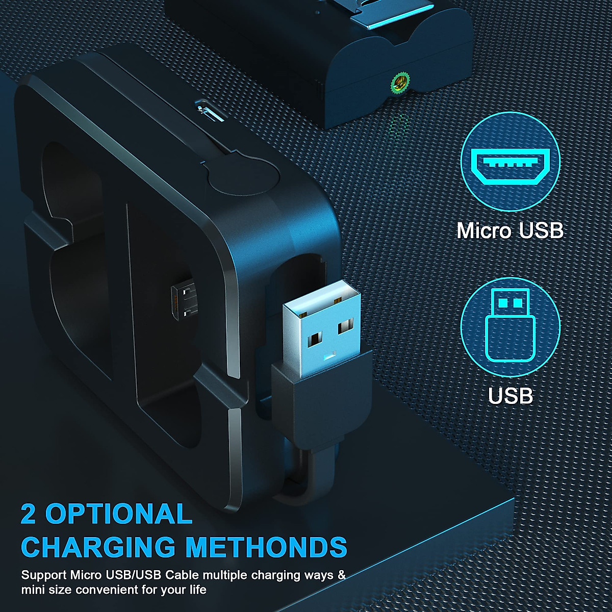 3 Packs 6040mAh Replacement Battery and Dual USB Charging Station Compatible with Ring, for Video Doorbell 2/3/4 and Spotlight Cam Battery 3.65V Lithium-Ion Batteries (Not for Stick Up Cam)