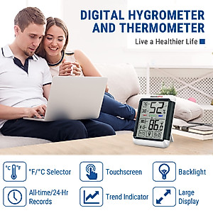 ThermoPro TP55 Digital Hygrometer Indoor Thermometer Humidity Gauge with Large Touchscreen and Backlight Temperature Humidity Monitor