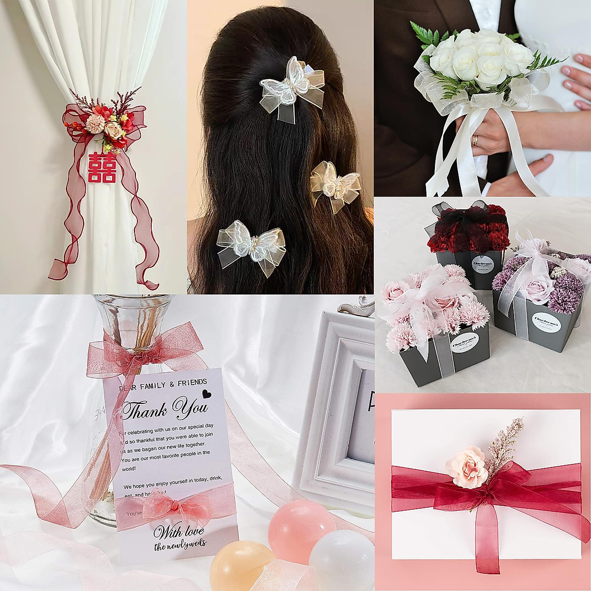 Hiswan 3/4 inch Royal Blue Sheer Organza Ribbon 50 Yards Chiffon Ribbon for Gift Wrapping Wedding Bouquet Crafts