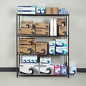 Alera ALESW206018BA All-Purpose Wire Shelving Starter Kit, 4-Shelf, 60 X 18 X 72, Black Anthracite+