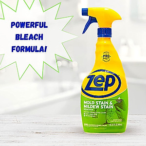 Zep Mold Stain and Mildew Stain Remover - 32 oz (Pack of 4) ZUMILDEW32 - Professional Strength No Scrub Formula