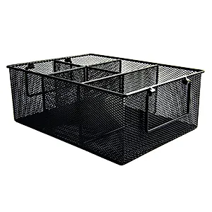 Maypes Utensil Holder for Party Hosting Essentials 4 Silverware Carrier Slots, 1 Small Paper Plate Holder, 2 Side Handles – Condiment Caddy, Grill Caddy Flatware Caddy Outdoor Cutlery Caddy (Black)