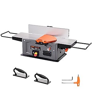 VEVOR Spiral Benchtop Jointer, 8-Inch, 2HP 10000 RPM Bench Top Wood Jointer, 18-Blade Spiral Cutterhead with Extendable Arm up to 6.5'' and 8x42.3'' Worktable 0-1/8'' Adjustable Depth, for Woodworking