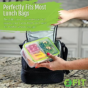 Bento Box Lunch Box Meal Prep Containers with Lids - Lunch Containers for Adults & Kids - Microwave, Freezer, & Dishwasher Safe, Leakproof Reusable Food Prep Containers, 3 Compartments (39 oz, 3 Pack)