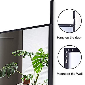 LVSOMT Wall Mounted Mirror, 47"x14" Full Body Mirror, Full Length Mirror, Over The Door Hanging Mirror, Long Mirror for Bedroom Living Room Locker Room, Aluminium Alloy Frame (Black)