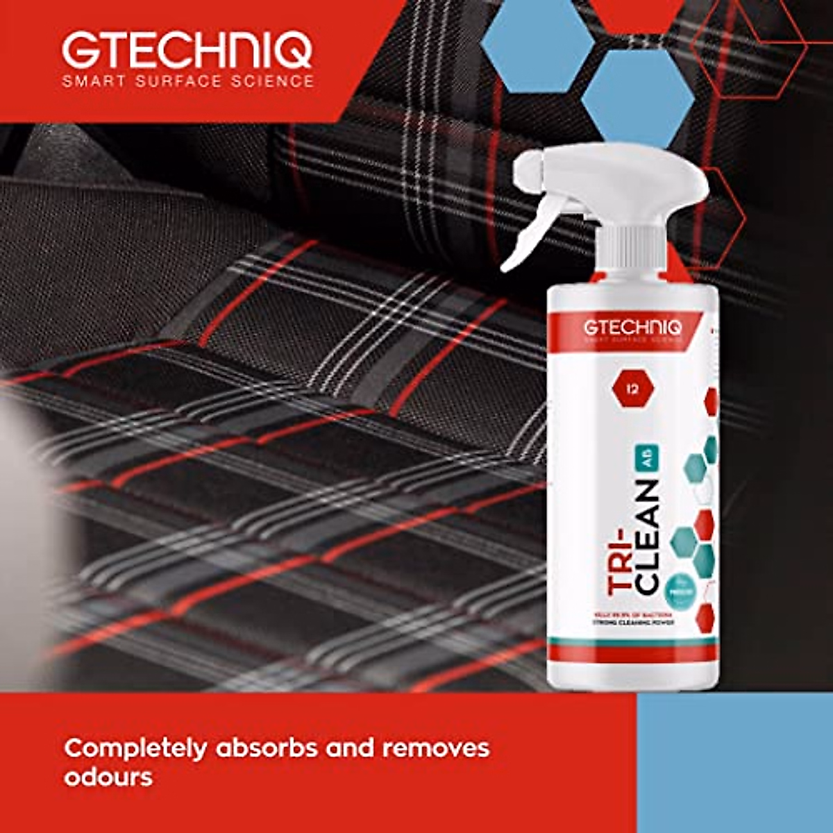Gtechniq - I2 Tri-Clean - All-Surface Automotive Interior Odor Absorber; Ensure Surfaces Remain Fresh; Remove Dirt Attracting Residues; Safe on Leather, Dash, Carpets, Upholstery (500 milliliters)