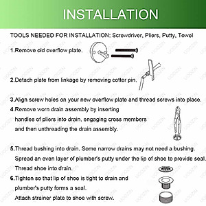 Trip Lever Trim kit for Bathtub Drain Stopper with Bath tub Overflow Cover Two Hole faceplate Replacement Strainer and Screw Matte Black