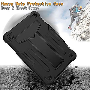 EpicGadget Case for Amazon Fire HD 8 / Fire HD 8 Plus (12th Generation, 2022 Released) - Heavy Duty Hybrid Protection Cover Case with Kickstand + 1 Screen Protector and 1 Stylus (Black/Black)