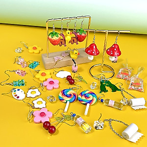 20 Pairs Weird Earrings Funny Earrings Aesthetic Indie Y2k Accessories Cool Fun Cute Funky Alt Novelty Kawaii Quirky Dangly Creative Object Crazy Drop Dangle Earrings for Women