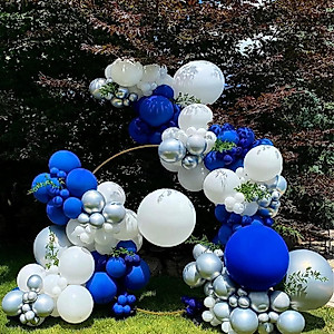 BAUANOOY 100pcs Royal Blue Balloons 12 inch, Navy Blue Latex Balloons with Blue Ribbon for Graduation Baseball Baby Shower Wedding Graduation Birthday Party Decorations