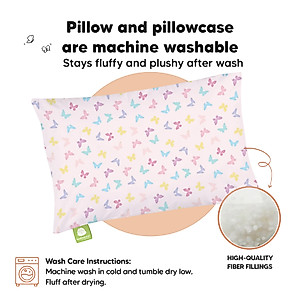 KeaBabies Toddler Pillow with Pillowcase and Toddler Pillow with Pillowcase, Jumbo 14X20-13X18 Soft Organic Cotton Toddler Pillows for Sleeping - Machine Washable Crib Pillow