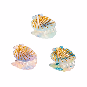 Mad Beauty Disney The Little Mermaid Ariel Hair Clips 3-Pack | Iridescent Seashells | Novelty Beauty, Cosmetic, and Skincare Gifts for Women, Adults, and Kids