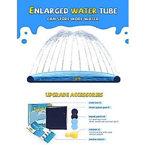 VISTOP Non-Slip Splash Pad for Kids and Dog, Thicken Sprinkler Pool Summer Outdoor Water Toys - Fun Backyard Fountain Play Mat for Baby Girls Boys Children or Pet Dog (67 inch, Blue&Blue)