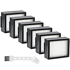 Filters Replacement Fit for i-Robot Roomba E I & J Series i7 i7+/plus i3 i3+ i4 i6 i6+ i8 i8+ E5 E6 E7 Robot Vacuum Cleaner, 6 Pack Room-ba Filter Replacements + 1 Cleaning Brush