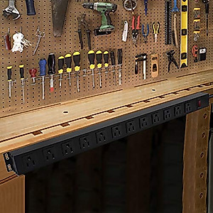 12-Outlets Heavy Duty Power Strip with 6 Ft UL 14AWG Cord Straight Plug for Commercial, Industrial, School and Home,15A 125V 1875W ,ETL Certification, Black