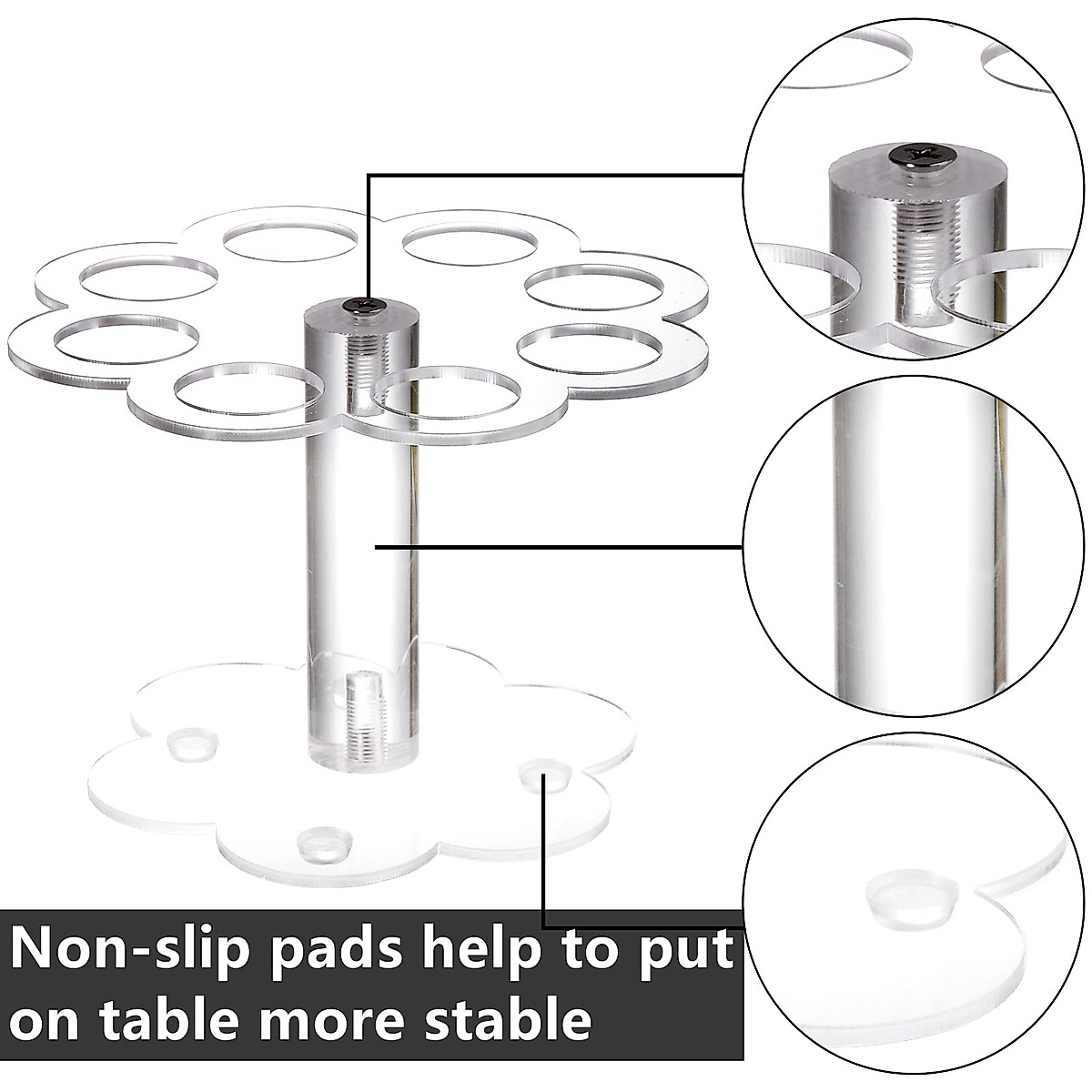 Dicunoy 3 Pack Ice Cream Cone Holder, 8 Holes Acrylic Waffle Cone Display Stand, Circle Hand Roll Sushi Stand Rack with Base for Restaurant, Party, Buffet, Wedding, Birthday