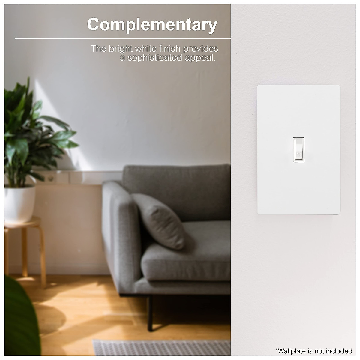 GE Heavy-Duty, Single Pole, In-Wall, Light, Fan, One Switch Circuits, Self-grounding Clip, Easy to Install, 20A/120V AC, UL Listed, White, 42160