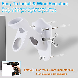 Flag Pole Holder Brackets, BONWIN 1" Flag Pole Mounting Bracket with Hardwares for House Wall Mount, 1" Inner Diameter, Two Positions & Aluminium Alloy, Rust Free Coated (White - 1 Pack)