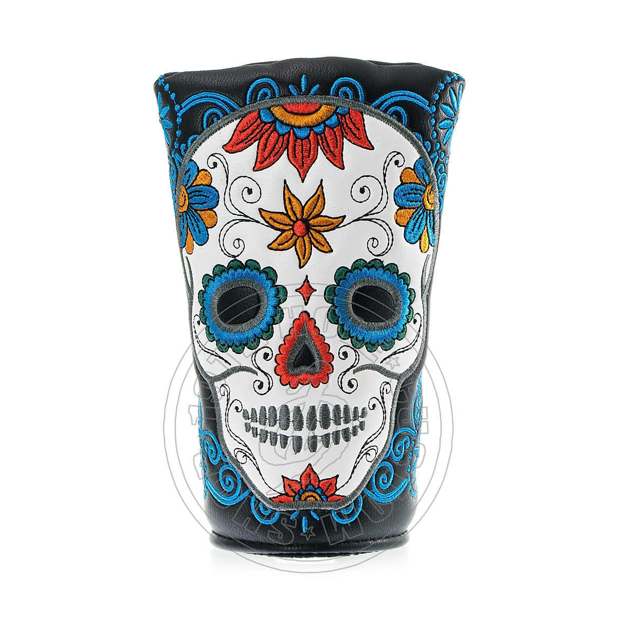 Dia de los Muertos Sugar Skull Golf Blade and Mid Mallet Putter Headcover, Black